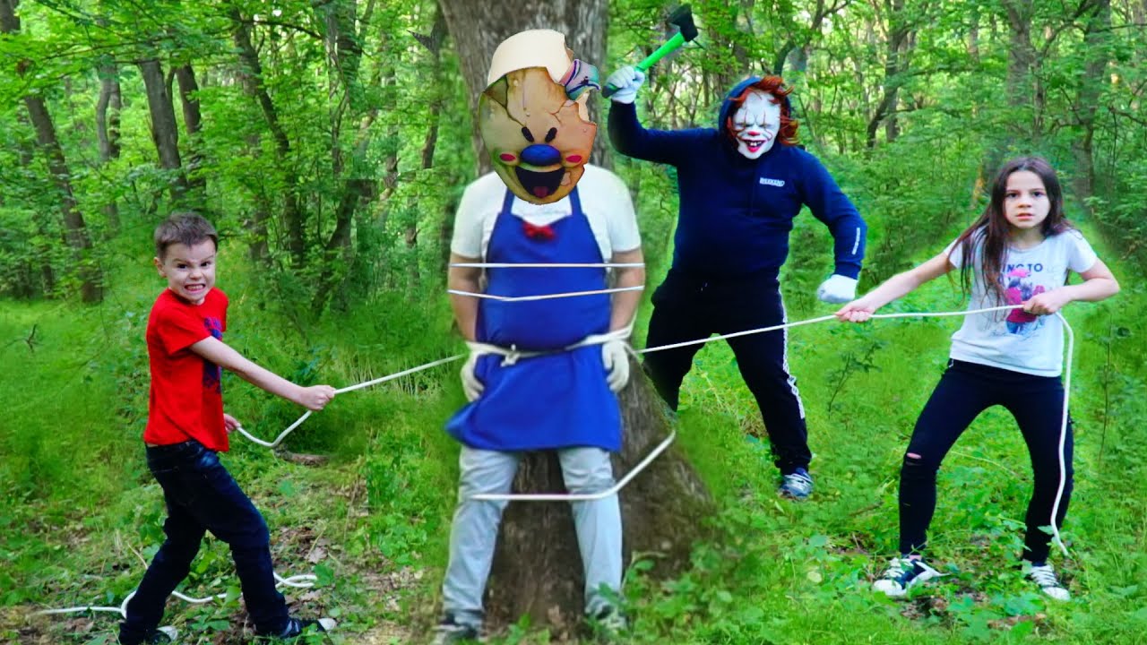 ICE SCREAM vs Pennywise fight in a magical forest in real life - YouTube