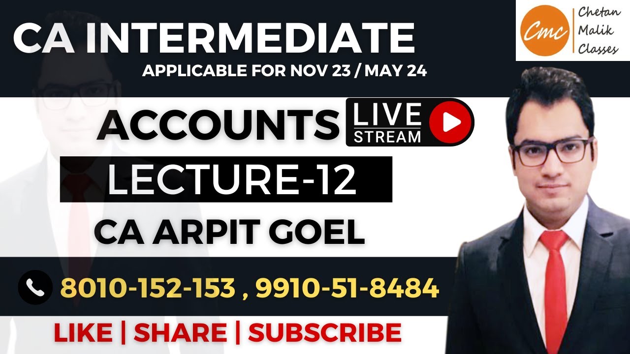 CA Inter Accounts Playlist I CA Inter Accounts I Online Live lecture for Nov 2023/May 24 I ...