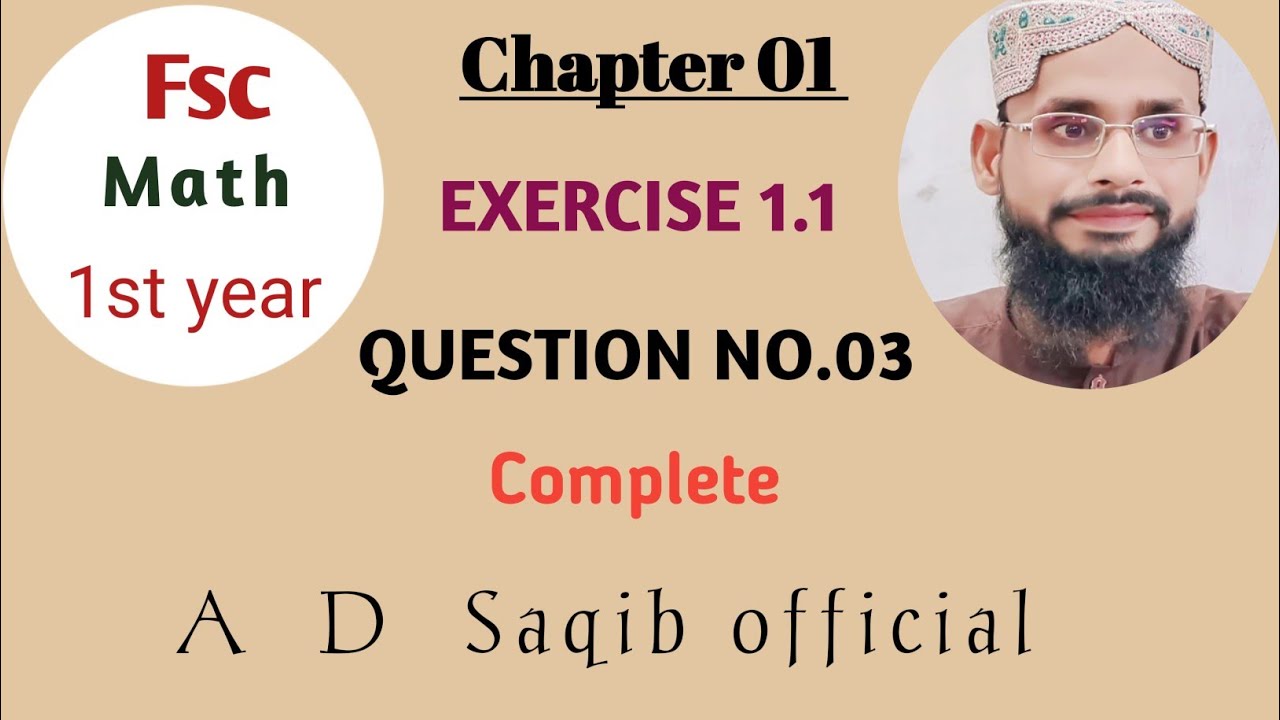 Fsc part 1 Math || Exercise 1.1 || 1st year Math || Question No.03 ...