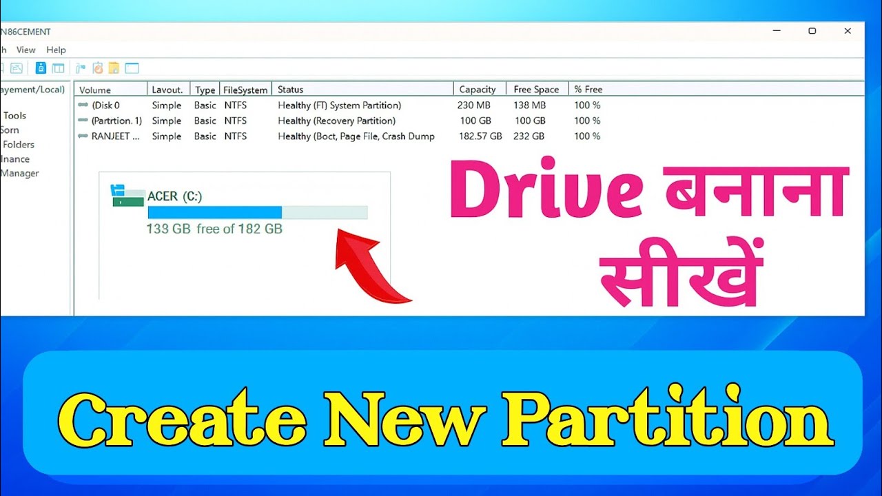 How to Create Partition in Windows 11 | Create New Drive in Laptop ...