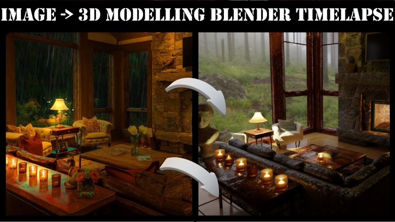 Cozy Realistic Living Room made in Blender - 3D modelling timelapse ...