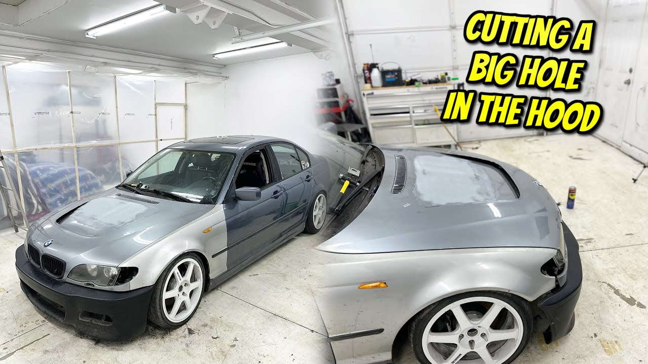 Facelift swapping my e46 and making a custom vented hood? - YouTube