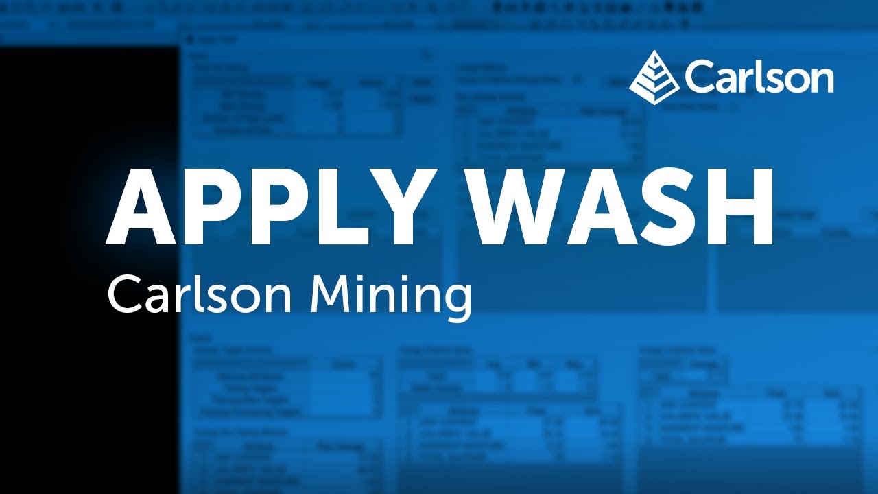 Apply Wash Command | Carlson Mining - YouTube
