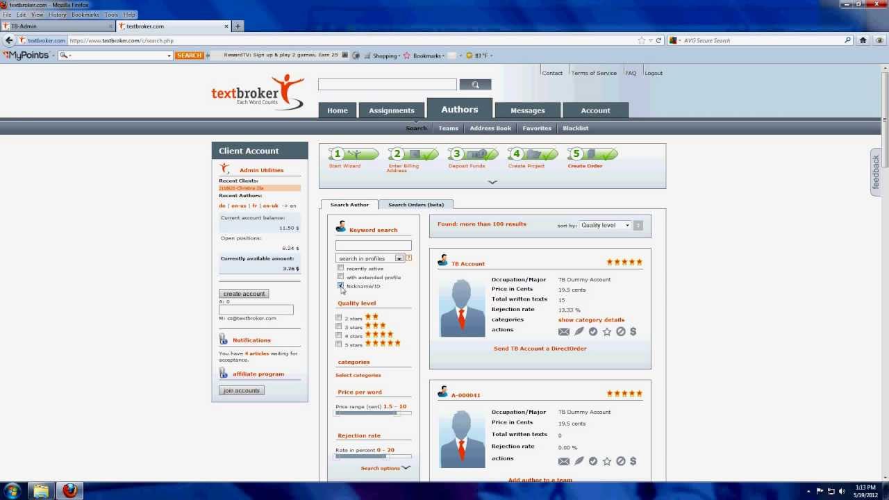 How To Find Authors in Textbroker - YouTube