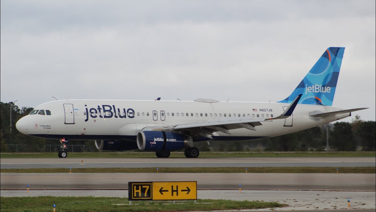 JetBlue A320-232 takes off from MCO’s runway 35L to New York LGA ...