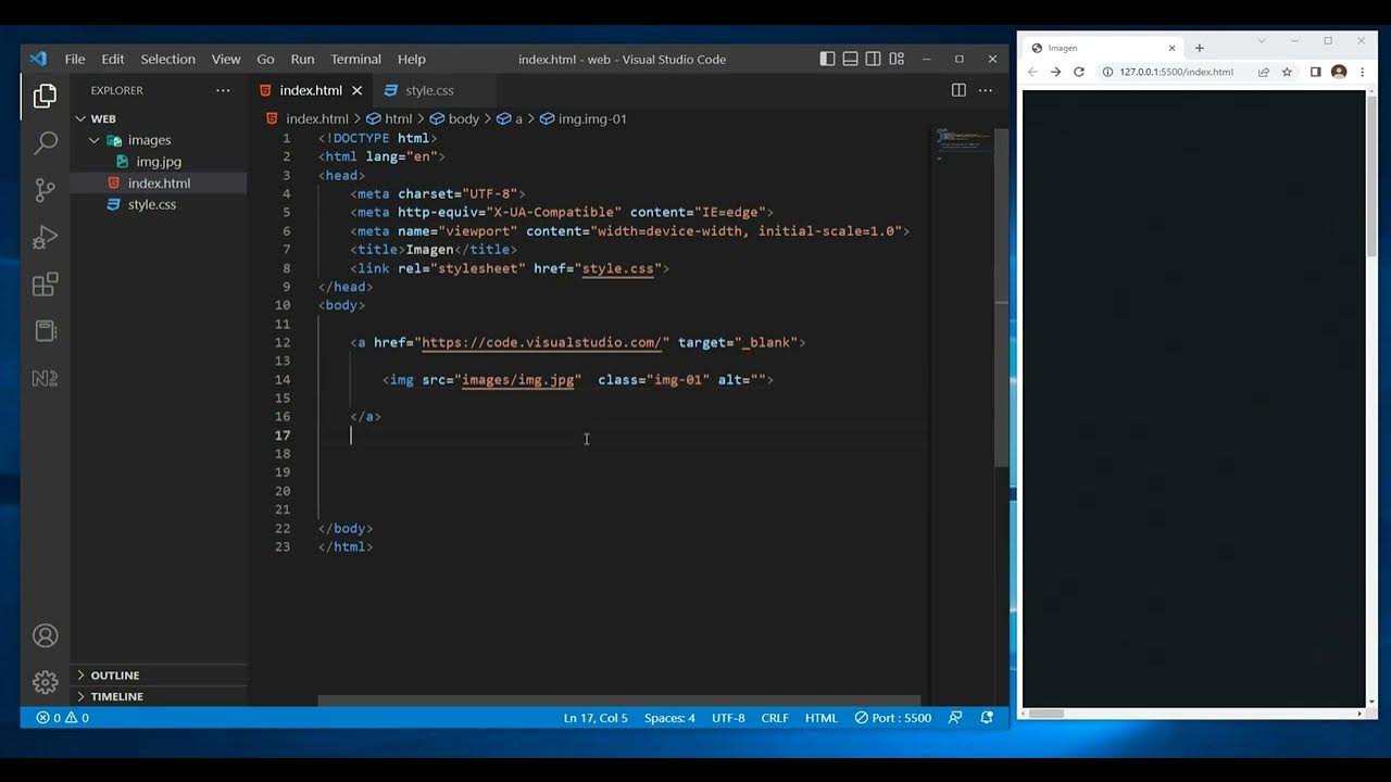 como PONER un ENLACE en una IMAGEN HTML con VISUAL STUDIO CODE 🍀 - YouTube