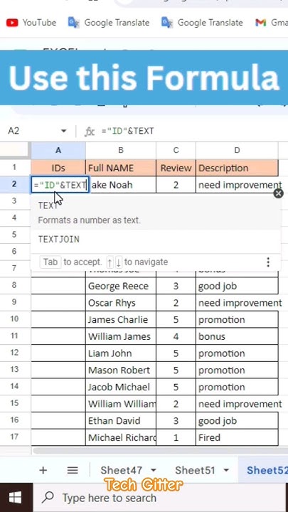 Automatic number IDs in Excel - YouTube