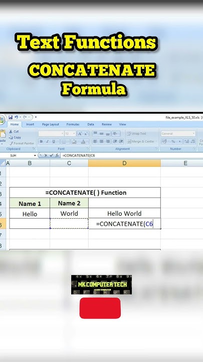 Concatenate Function Excel Excelvideo Trandingshorts Exceltricks Tricks Focusinguide Youtube