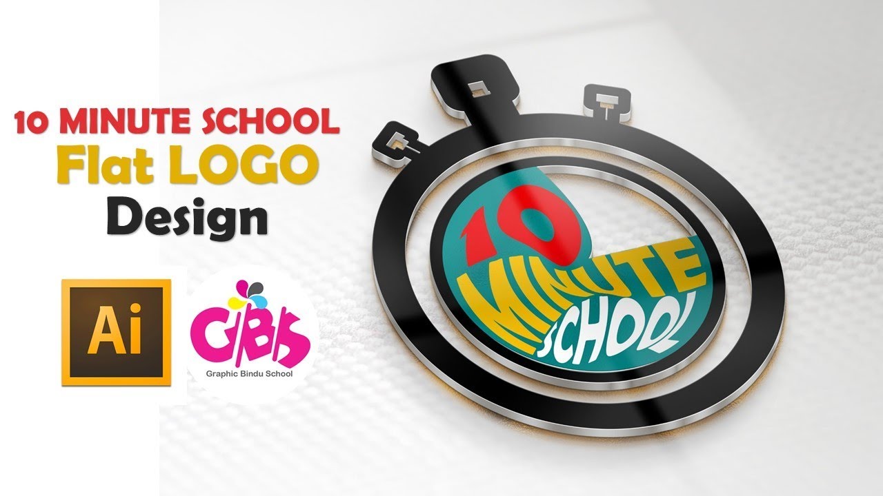 10 minute school Flat Logo design illustrator l graphic bindu school ...