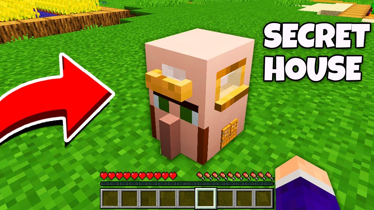 How to BUILD SUPER SECRET HOUSE inside a VILLAGER HEAD in Minecraft ...