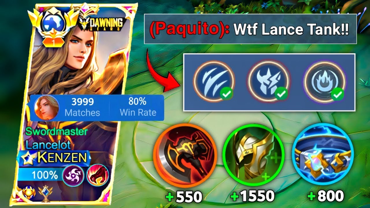LANCELOT BEST BUILD & EMBLEM UNTUK SOLO RANK (AUTO WIN STRIKE)‼️ ...