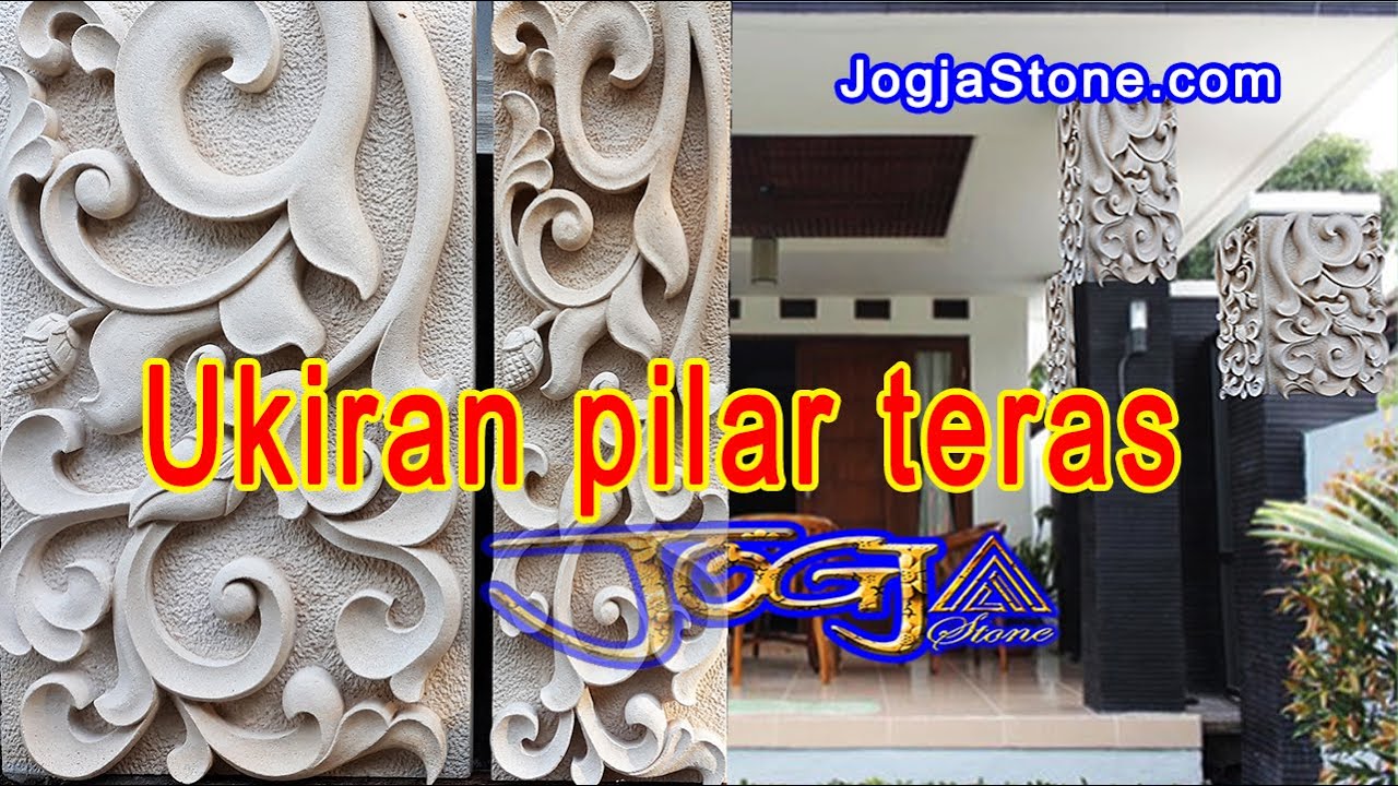 Ukiran pilar batu alam bagian atas - YouTube
