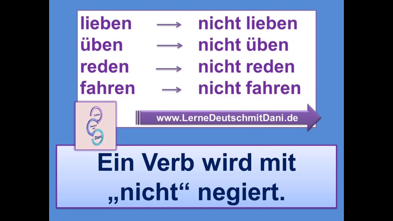 Deutsch lernen: Negation Verneinung mit nicht - YouTube