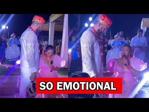 Peggy Ovire Kneels Down To Bless her Husband Fredrick Leonard During Their Traditional Wedding