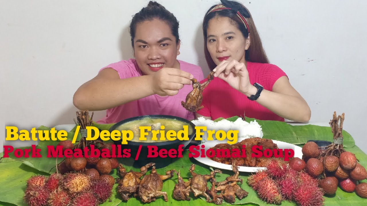 Deep Fried Frog Batute Pork Meatballs Beef Siomai Soup Mukbang|Filipino ...