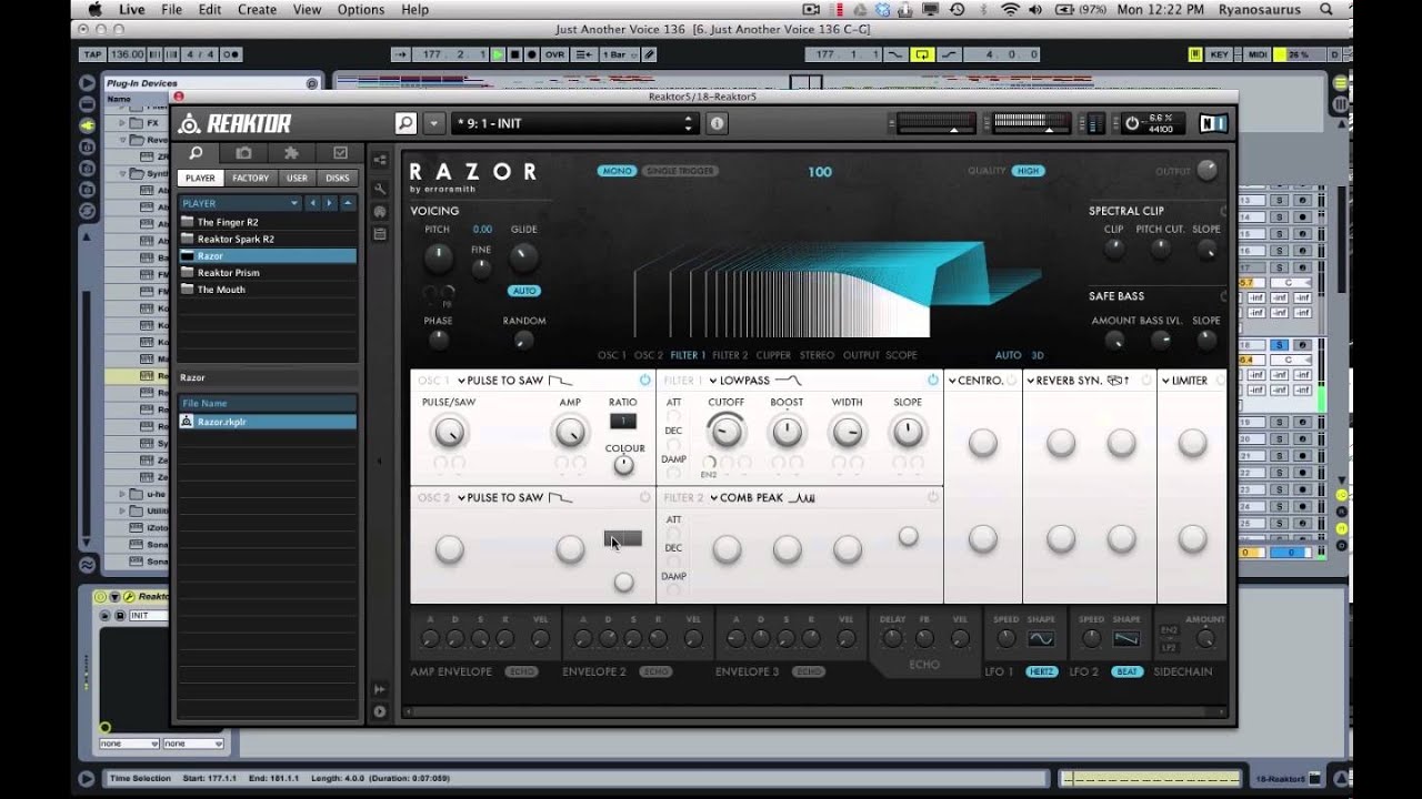 Ryanosaurus Tutorial: Razor - Psytrance Saw Bass - YouTube