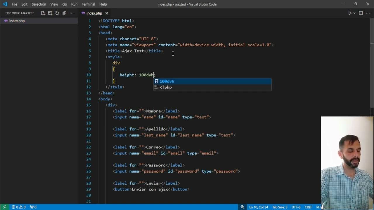 ajax post using html, css, vanilla javascript and php (part 1) - YouTube