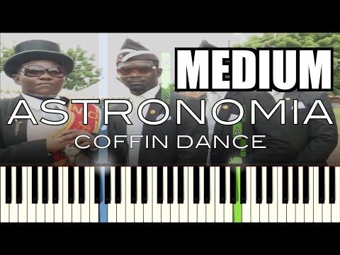 Coffin Dance - Piano Tutorial (MEDIUM) with Glissando - Astronomia - (In Original Key - G Minor)