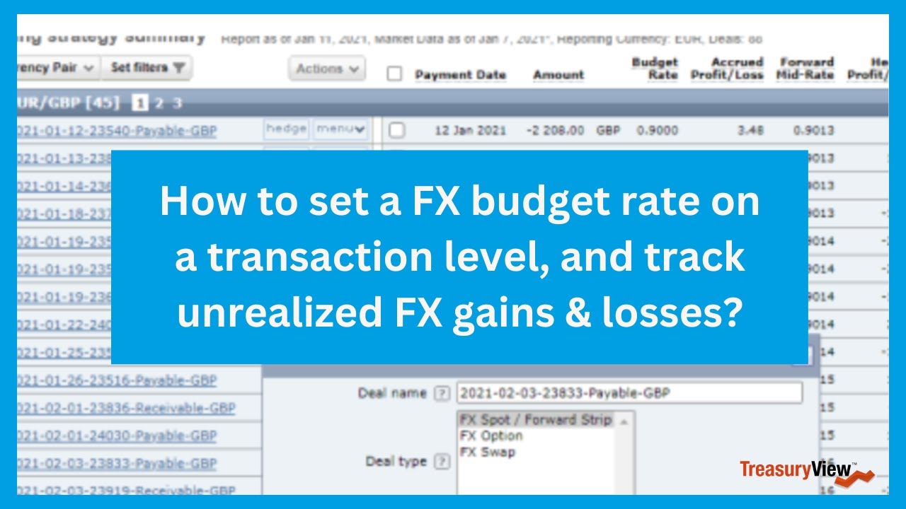 How to Set an FX Budget Rate & Track Unrealized FX Profits & Losses ...