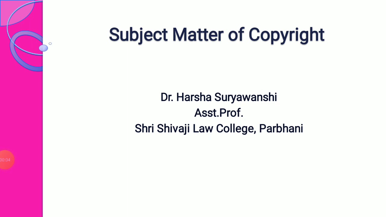 Subject matter of copyright - YouTube