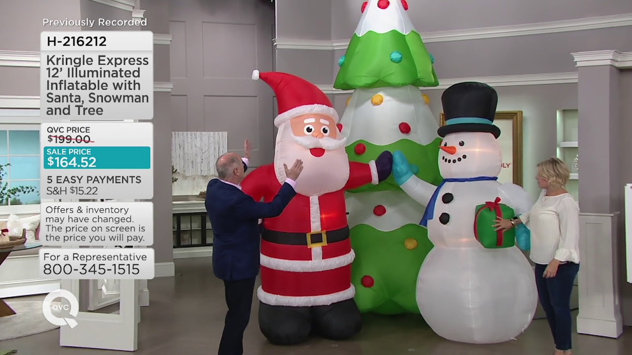 Kringle Express 12' Illuminated Inflatable with Santa, Snowman and Tree ...