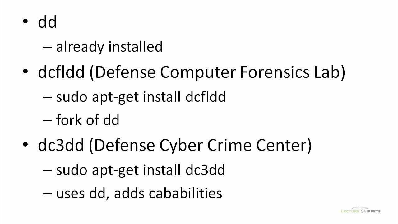 Ubuntu 12.04 Forensics - dd, dcfldd, And dc3dd Overview - YouTube