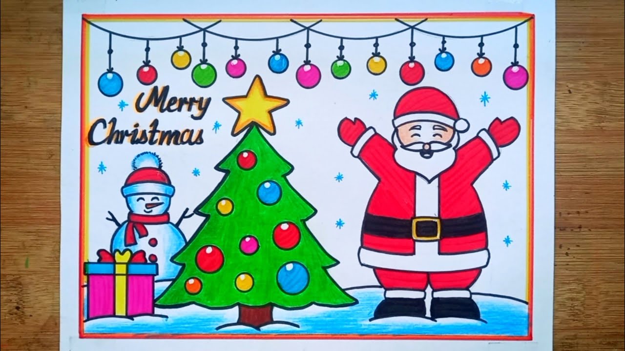 Christmas Drawing/Santa Claus Drawing/Merry Christmas Drawing/How To ...