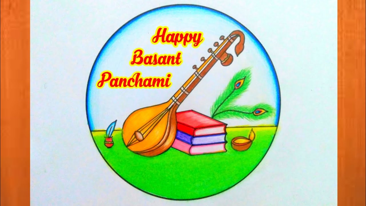 Vasant Panchami Drawing / Vasant Panchami Drawing Easy Steps/ How to ...