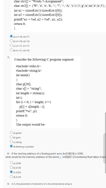 NPTEL Problem Solving Through Programming In C Week 7 2025: Assignment ...