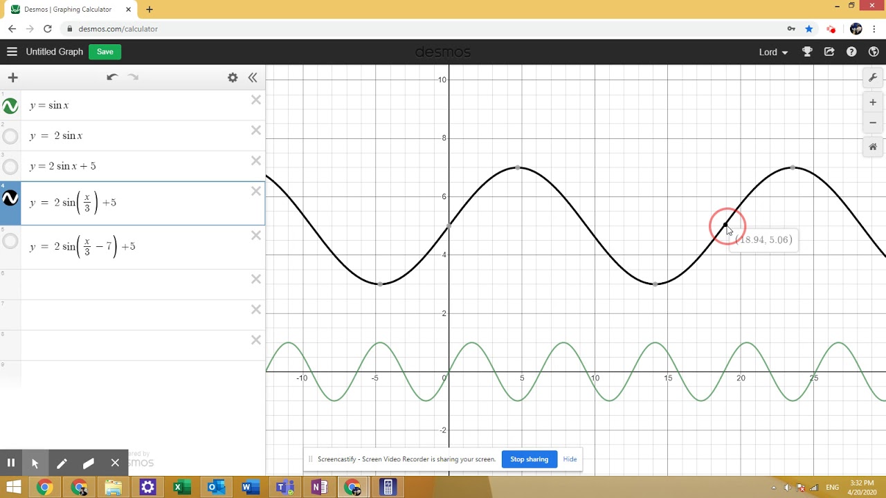 Using Desmos to transform graphs - YouTube