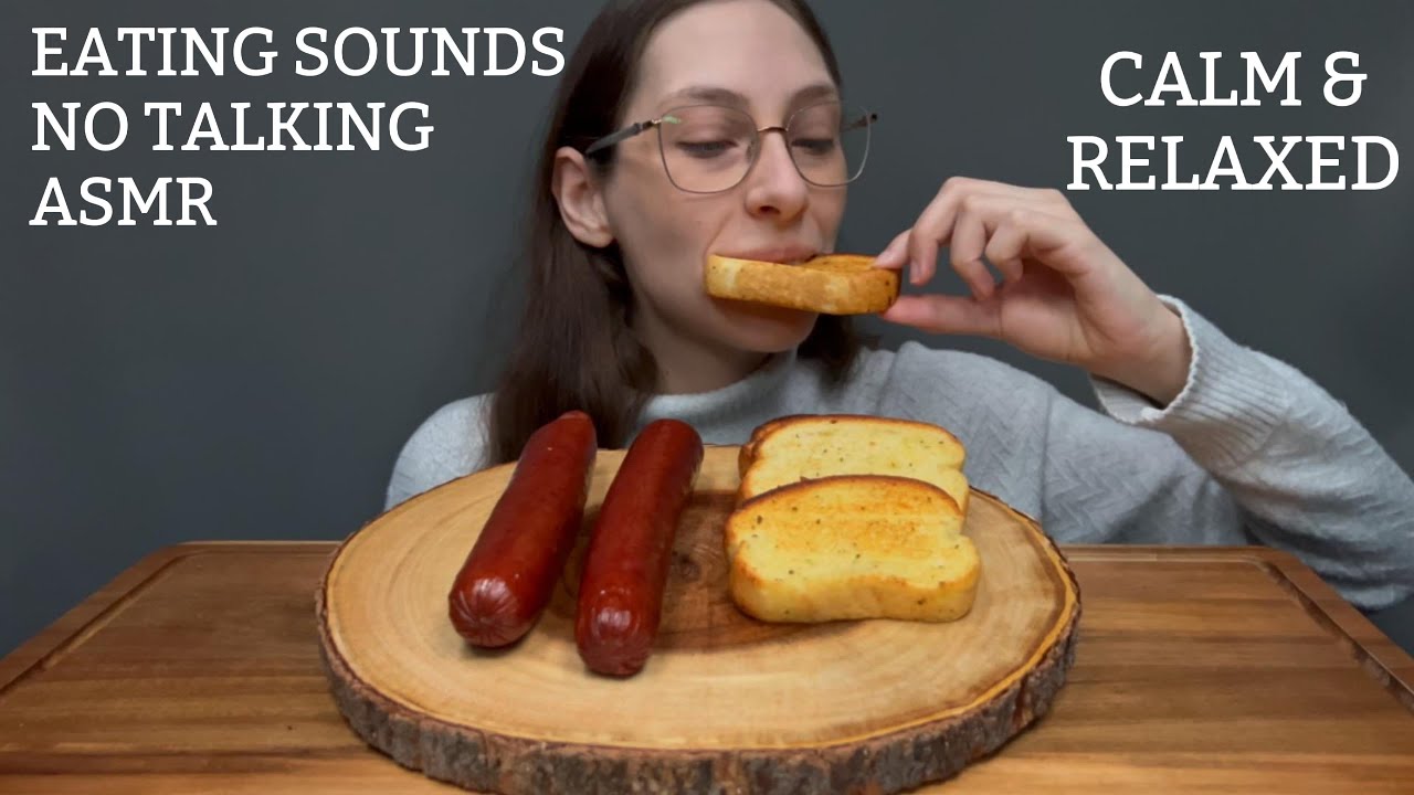 ASMR / BEEF FARMERS SAUSAGE / GARLIC TOAST / EATING WITHOUT TALKING ...