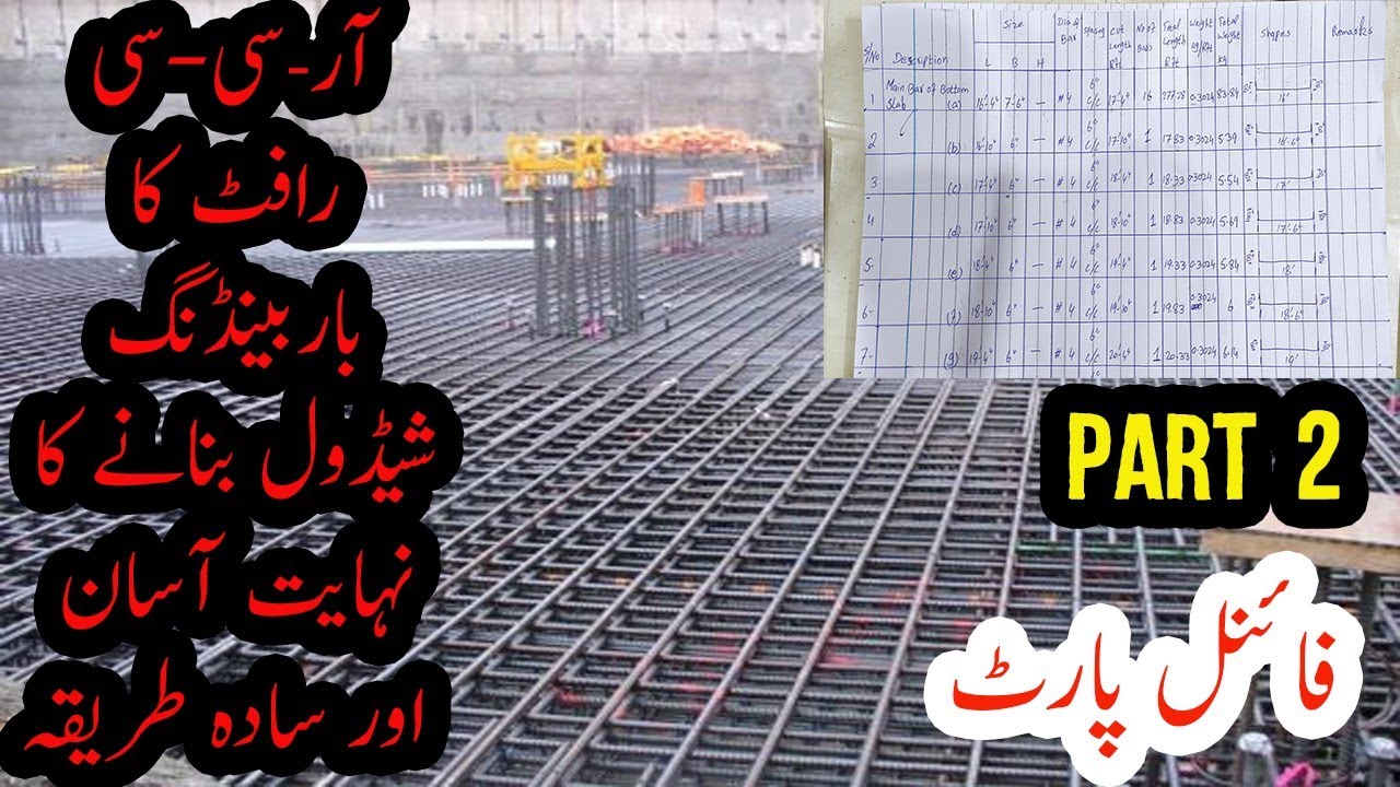 Bar Bending Schedule Of RCC Raft || Part 2 || Final Part ...