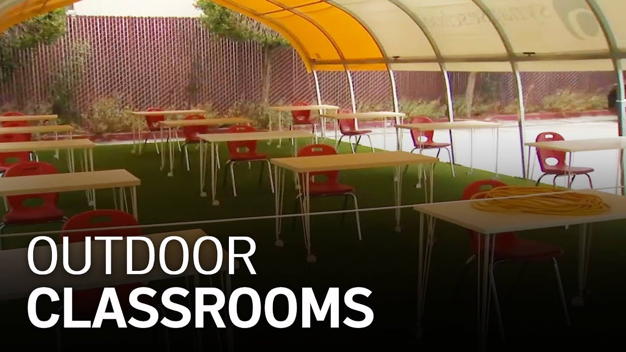 Menlo Park School Sets Up Outdoor Classrooms - YouTube