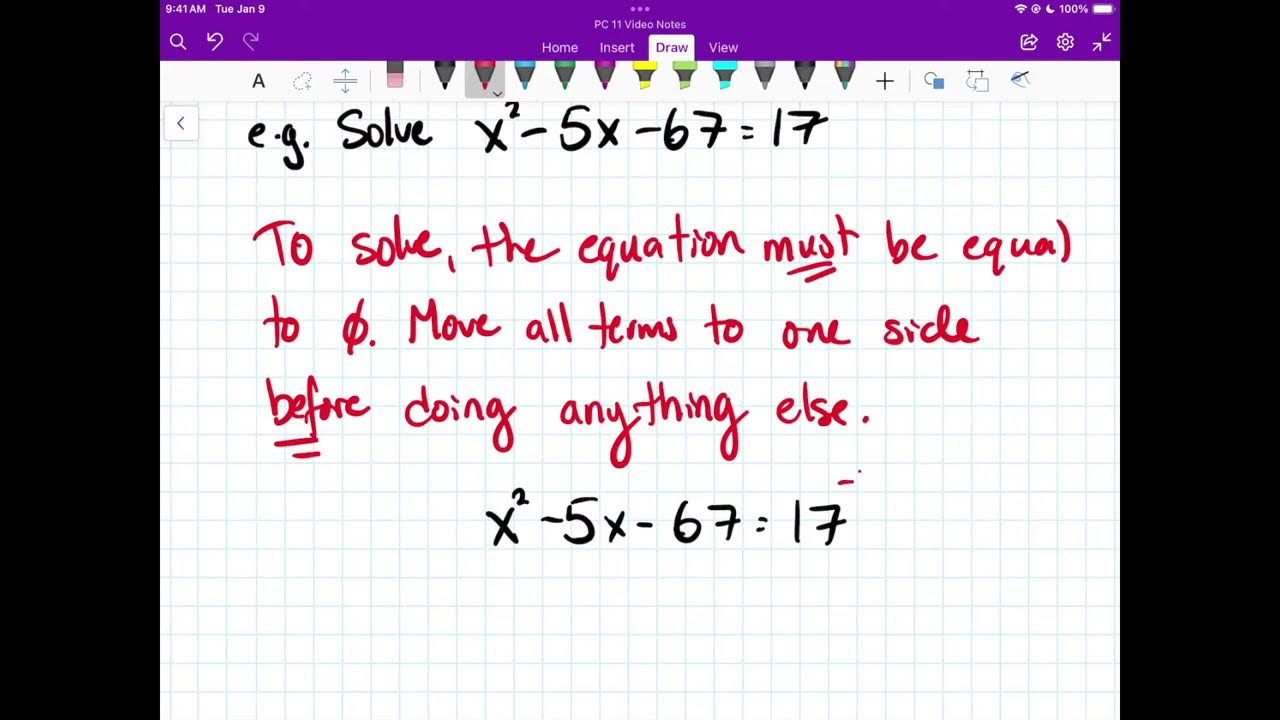 Pre-Calculus 11 4.2.2 - Solving Quadratic Equations by Factoring Part 2 ...