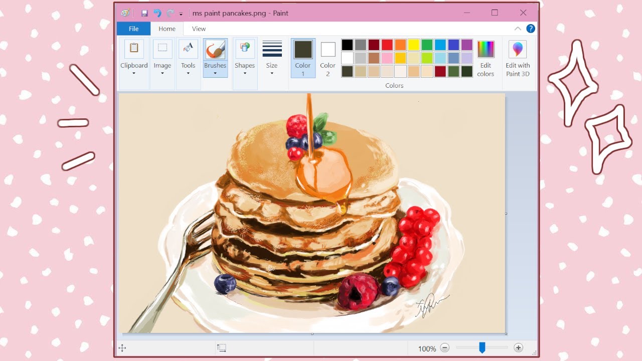 Realistic MS.Paint painting! Pancakes speedpaint - YouTube