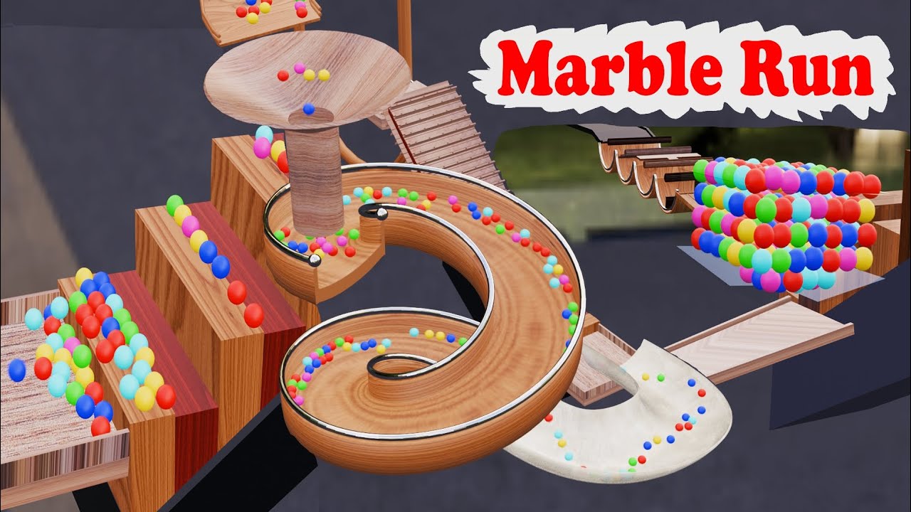 Amazing 3D Wooden Marble Run | Colorful Marble Race Simulation | Ms 3D ...
