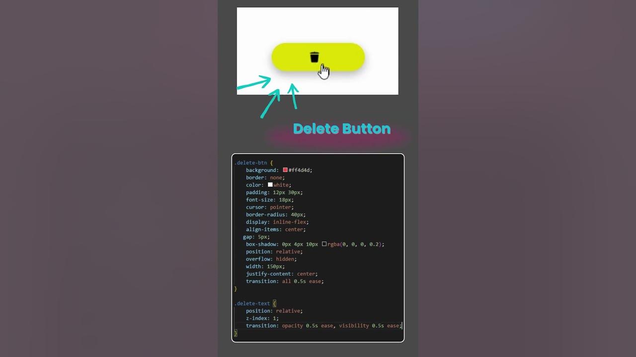 Delete Button Using Htmlandcss ️ Shorts Html Htmlcss Css Csstricks