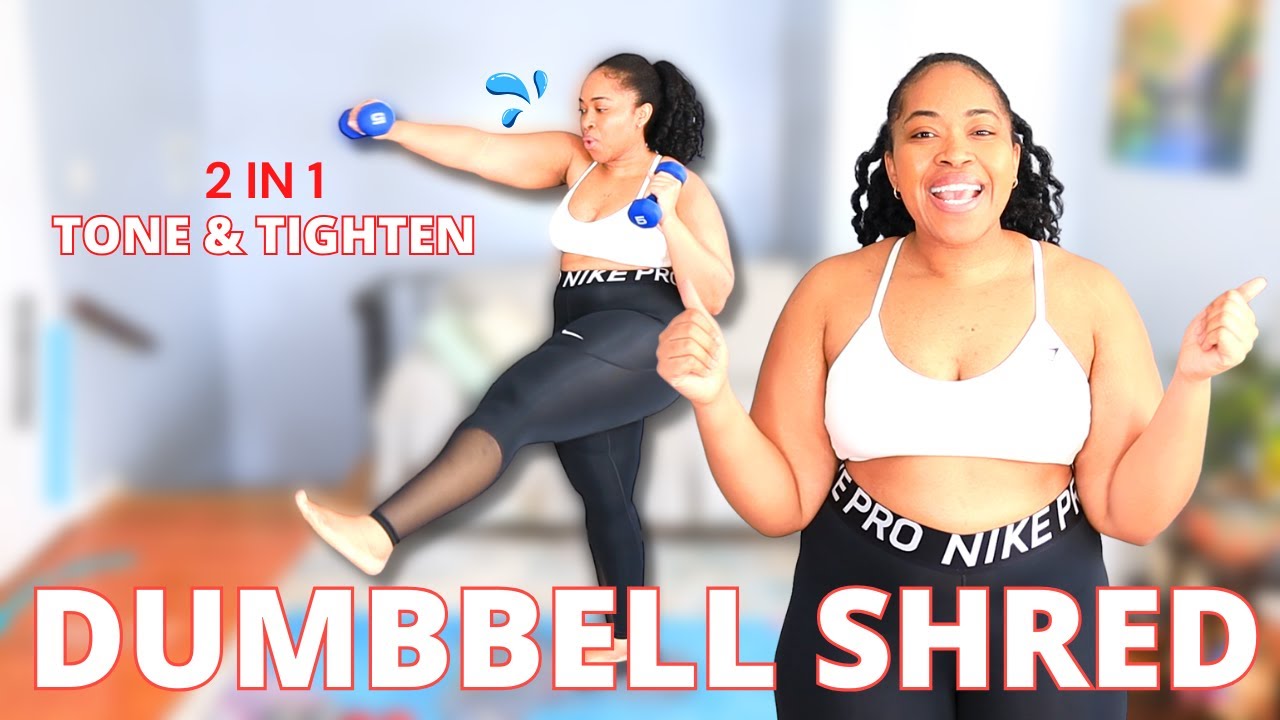PLUS SIZE BEGINNER 25 Minute Full Body Dumbbell Shred Workout for ...