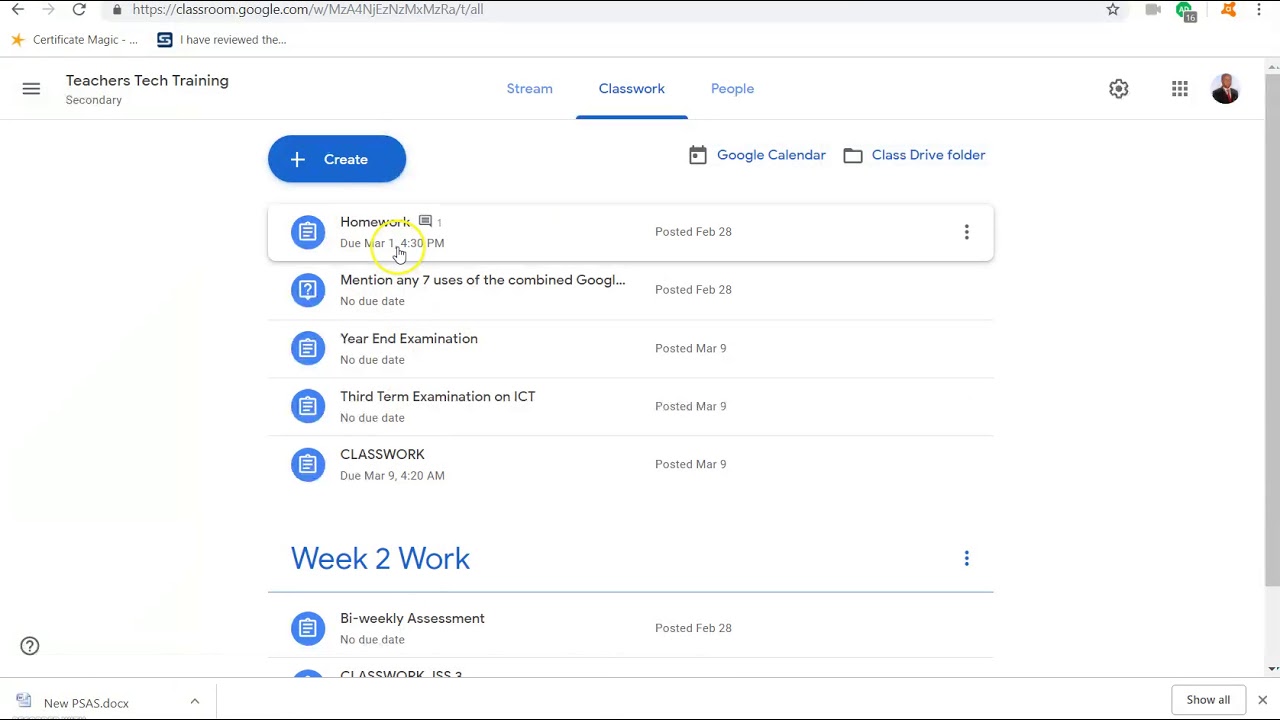 How to Access Your Class Drive Folder in Google Classroom - YouTube