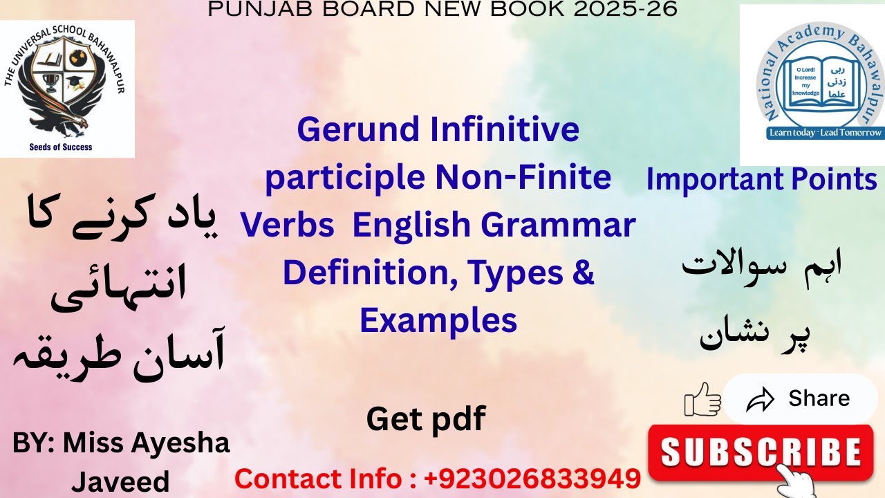 Gerund Infinitive participle Non-Finite Verbs | English Grammar ...