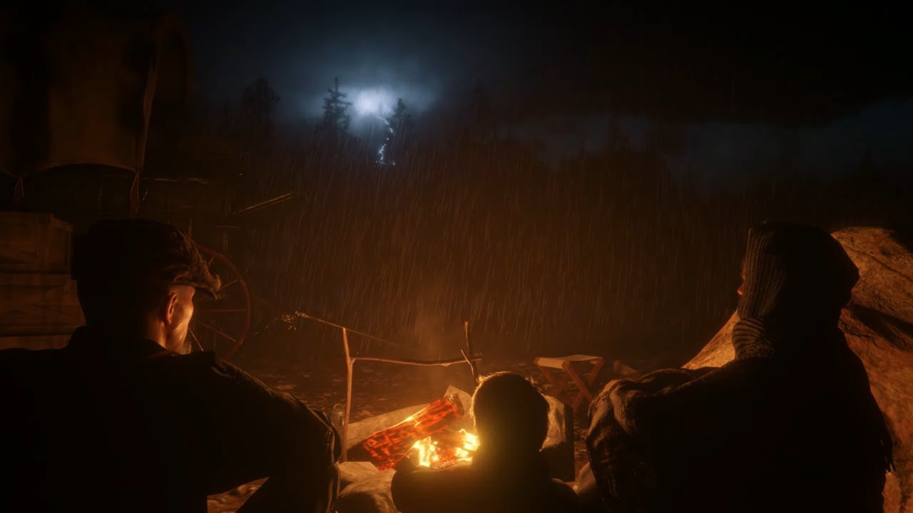 Camping In A Thunderstorm With The Marston Family | RDR2 ASMR - YouTube