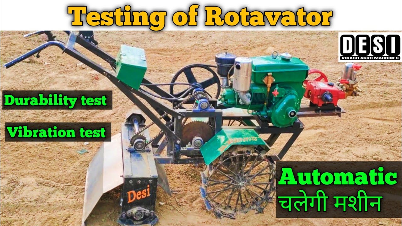 Desi Power Tiller machine || Working of mini Rotavator | Attachment ...