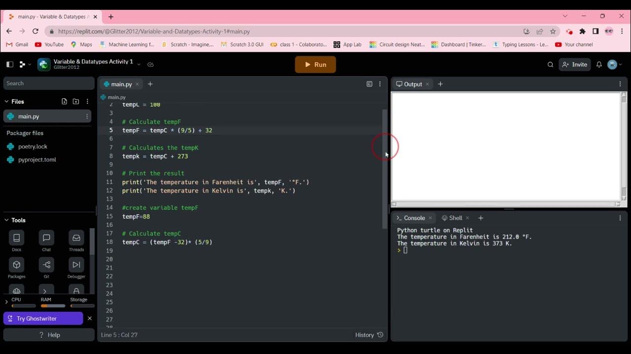 Lesson 5, Variables & Datatypes: Activity no.1 - YouTube