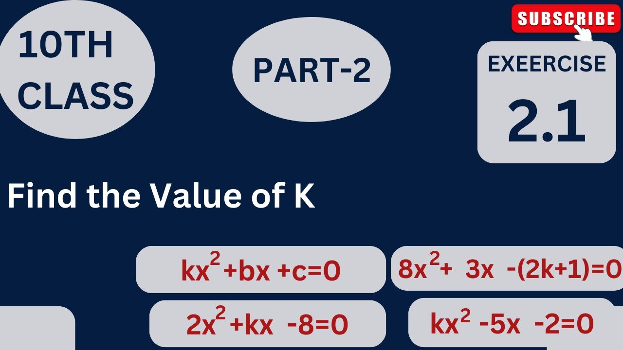 Discriminant Nature Of The Roots 10th Class Exe 2 1 Question No 3