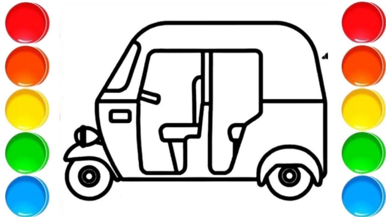 How to draw auto rickshaw easy painting for kids | tuk tuk auto ...