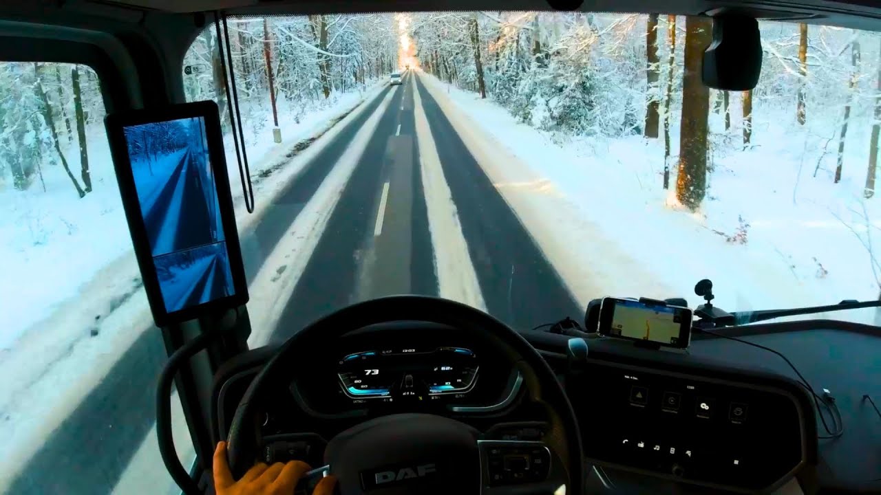 Beautiful Winter Road Simple truck POV winter driving in Europe - YouTube