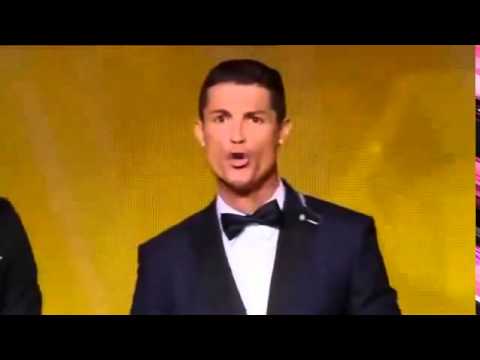 Cristiano Ronaldo scream Ballon d'or 2014 celebration Slow Motion - YouTube