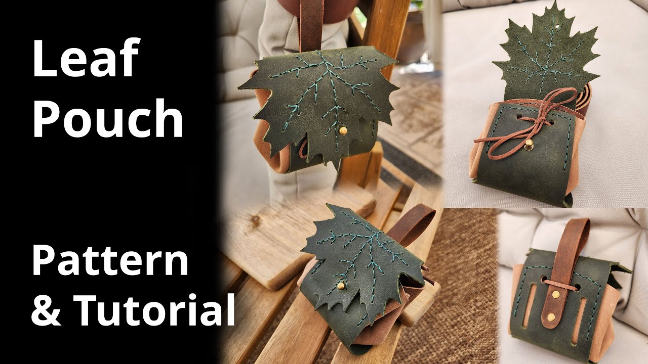 Leather Pattern for a Leaf Drawstring Pouch - Elven Leaf pouch -DIY PDF ...