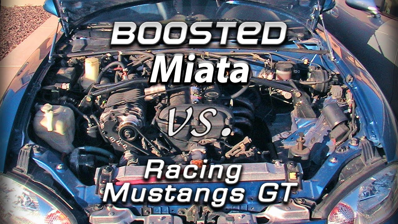 Supercharged Miata vs Mustang GT with race setup - YouTube