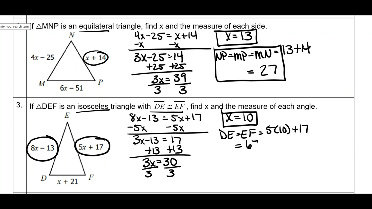 LVL Classifying Triangles - Classifying Triangles with Algebra - YouTube